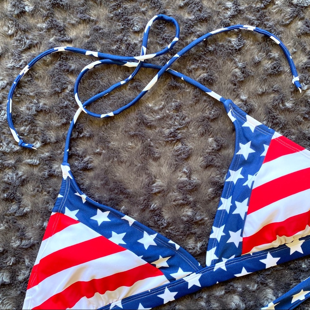 Catalina American Flag Triangle Bikini Top Red Gem